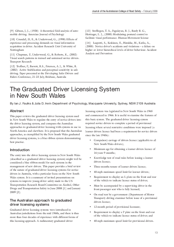(PDF) The graduated driver licensing system in New South Wales