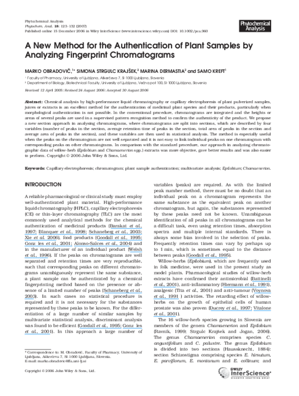 (PDF) A new method for the authentication of plant samples by analyzing ...