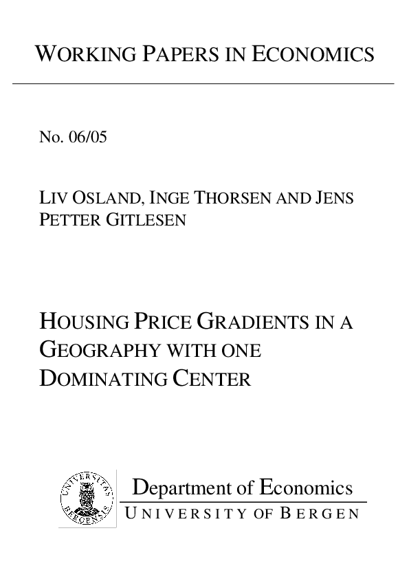 (PDF) Housing price gradients in a geography with one dominating center