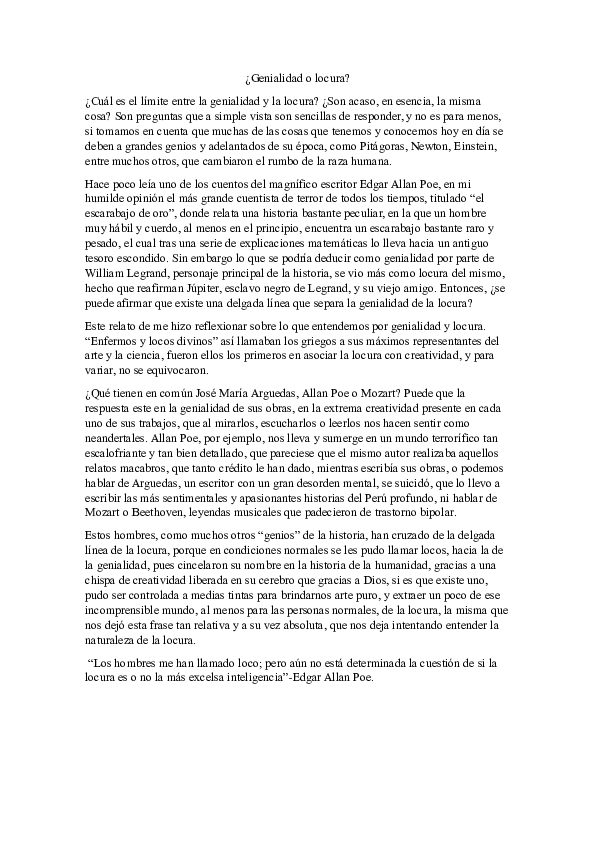 (DOC) Genialidad o locura