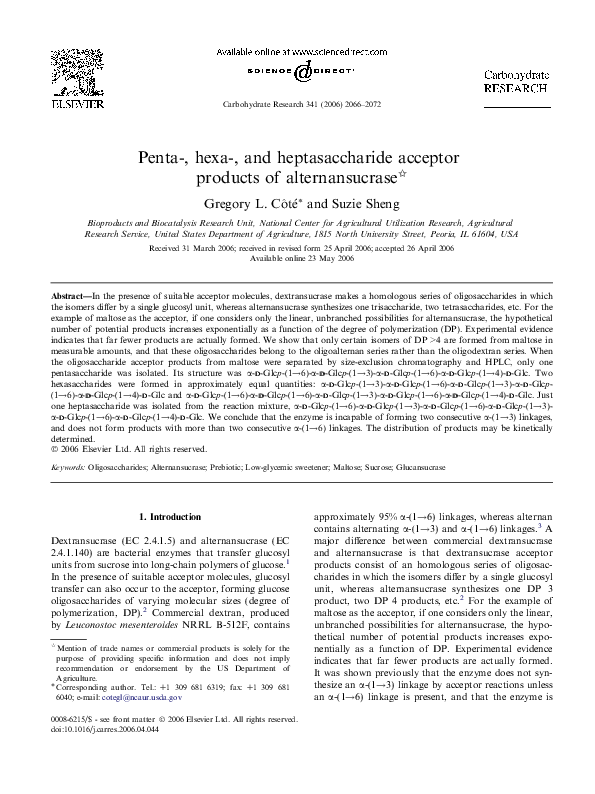 (PDF) Penta, hexa-, and heptasaccharide acceptor products of ...