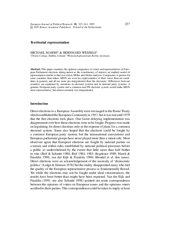 (PDF) Territorial representation