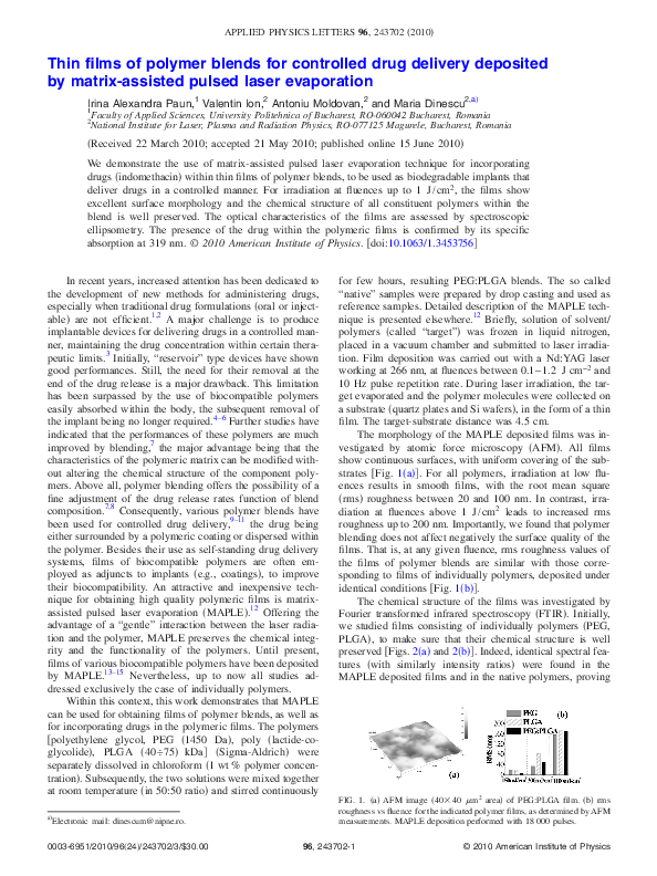(PDF) Thin films of polymer blends for controlled drug delivery ...
