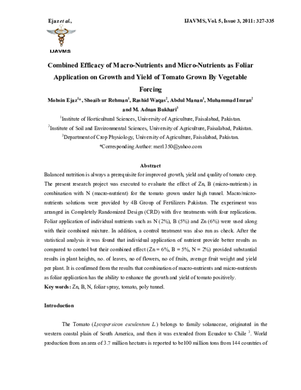 Pdf Combined Efficacy Of Macro Nutrients And Micro Nutrients As