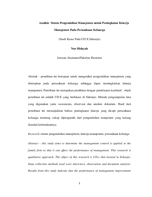 (PDF) Analisis Sistem Pengendalian Manajemen untuk Peningkatan Kinerja