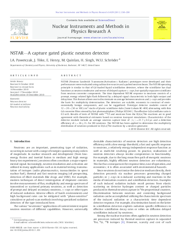(PDF) NSTAR—A capture gated plastic neutron detector