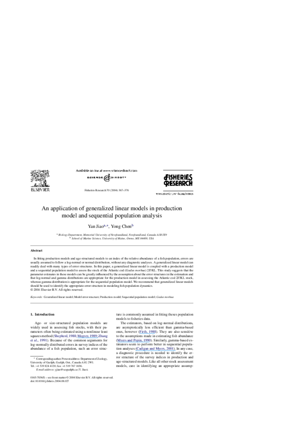 Pdf An Application Of Generalized Linear Models In Production Model And Sequential Population