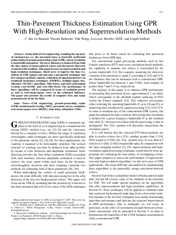 (PDF) Thin-Pavement Thickness Estimation Using GPR With High-Resolution ...