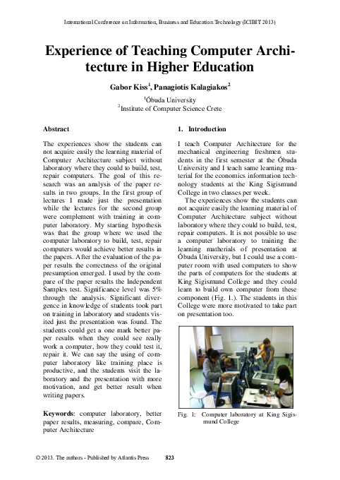 (PDF) Experience of Teaching Computer Architecture in Higher Education