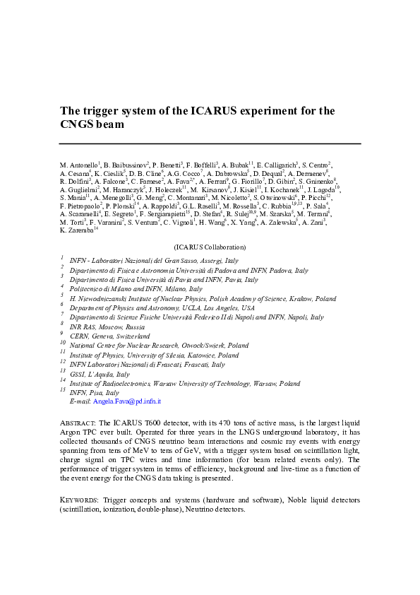 (PDF) The trigger system of the ICARUS experiment for the CNGS beam