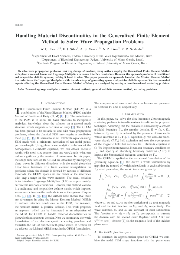 (PDF) Handling Material Discontinuities in the Generalized Finite Element Method to Solve Wave ...