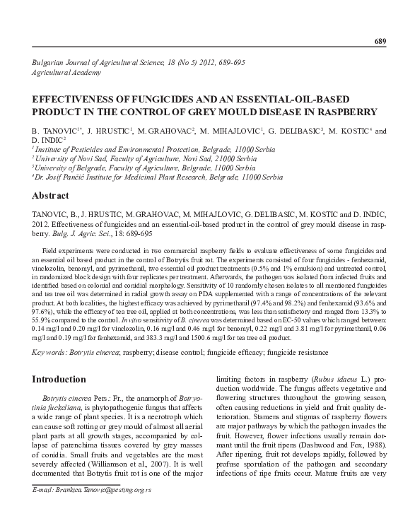 (PDF) Efficacy of fungicides with different modes of action in ...