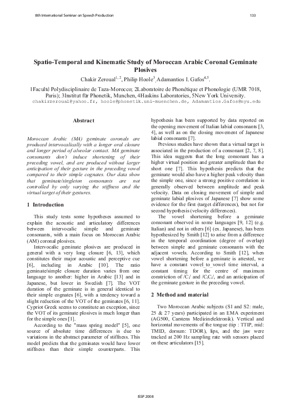 (PDF) Spatio-Temporal and Kinematic Study of Moroccan Arabic Coronal ...