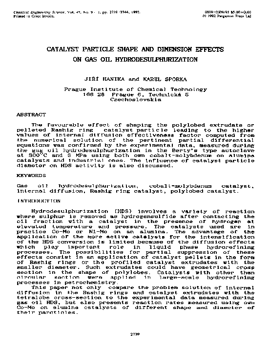 (PDF) Catalyst particle shape and dimension effects on gas oil ...