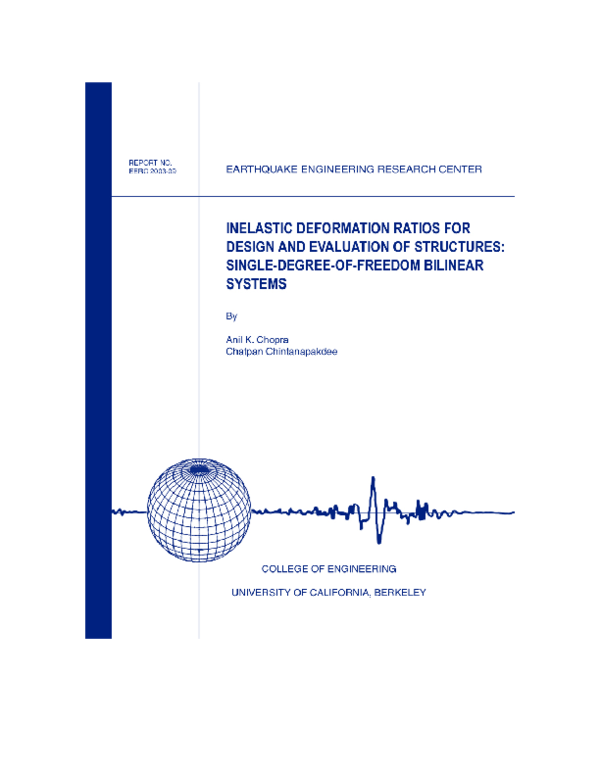Pdf Inelastic Deformation Ratios For Design And Evaluation Of Structures Single Degree Of