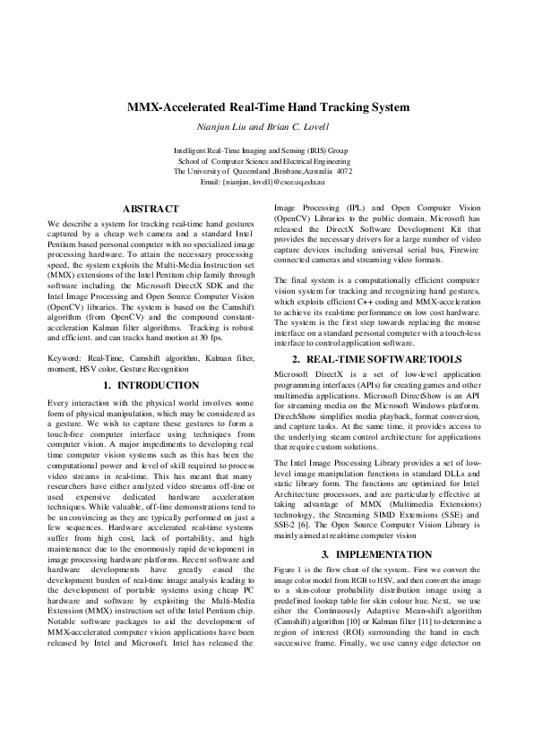 (PDF) MMX-Accelerated Real-Time Hand Tracking System