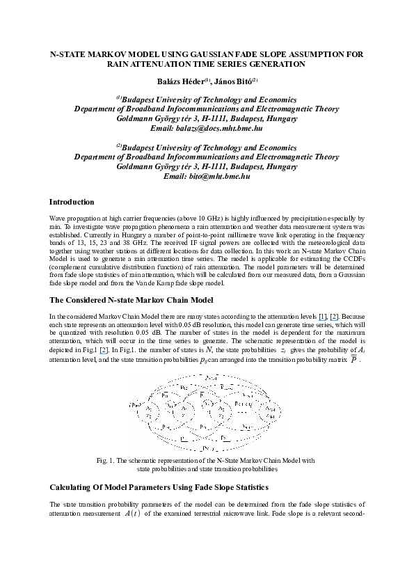 (PDF) N-State Markov Model Using Gaussian Fade Slope Assumption For Rain Attenuation Time Series ...