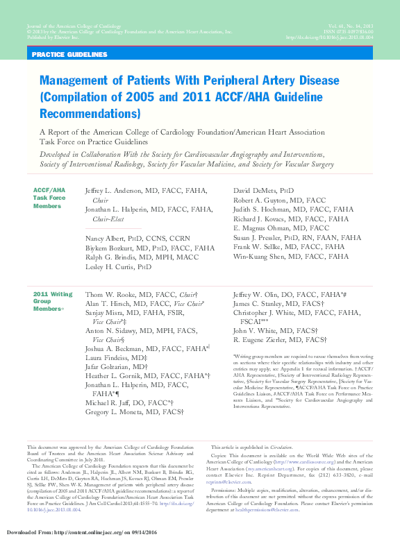 (PDF) Management of Patients With Peripheral Artery Disease ...