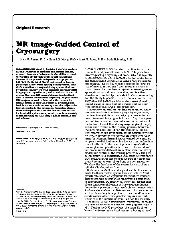 (PDF) Mr image-guided control of cryosurgery