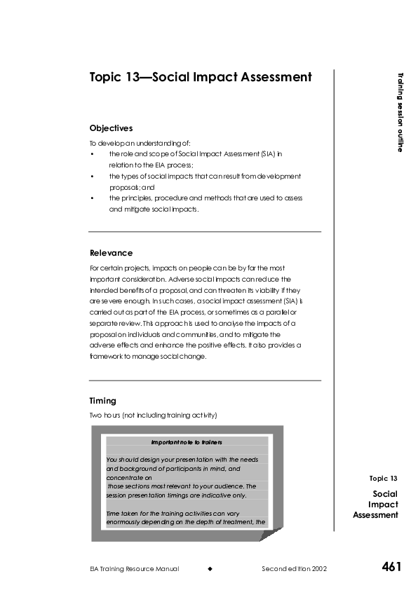 (PDF) EIA Training Resource Manual u Second edition 2002 Social Impact ...