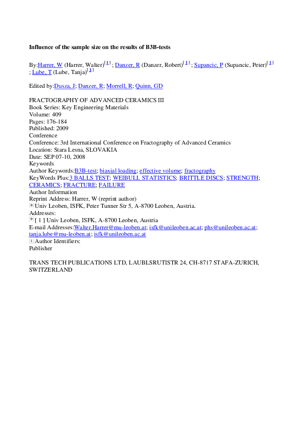 (PDF) Influence of the sample size on the results of B3B-tests