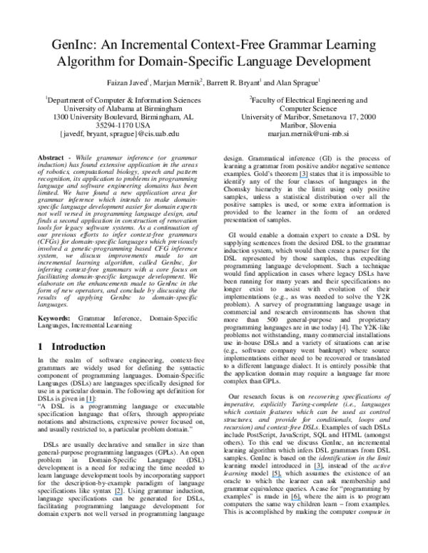 (PDF) GenInc: An Incremental Context-Free Grammar Learning Algorithm for Domain-Specific ...