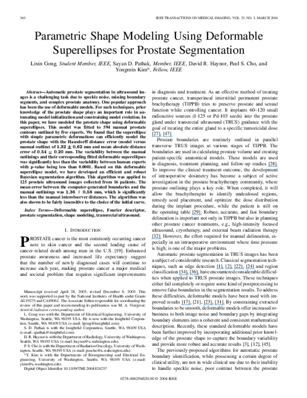 Pdf Parametric Shape Modeling Using Deformable Superellipses For Prostate Segmentation