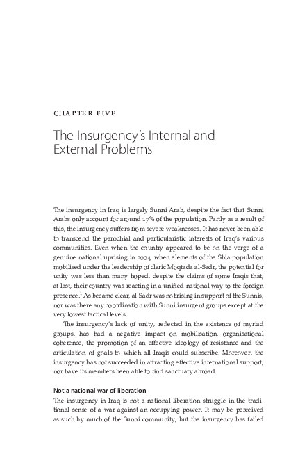 (PDF) Chapter Five: The Insurgency's Internal and External Problems ...