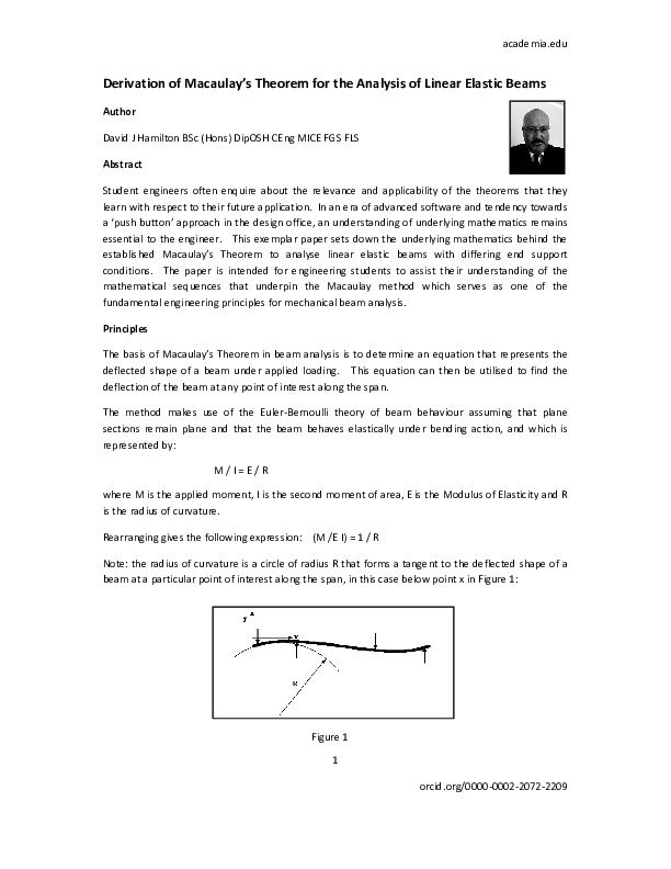 (PDF) Derivation of Macaulay's Theorem for the Analysis of Linear ...