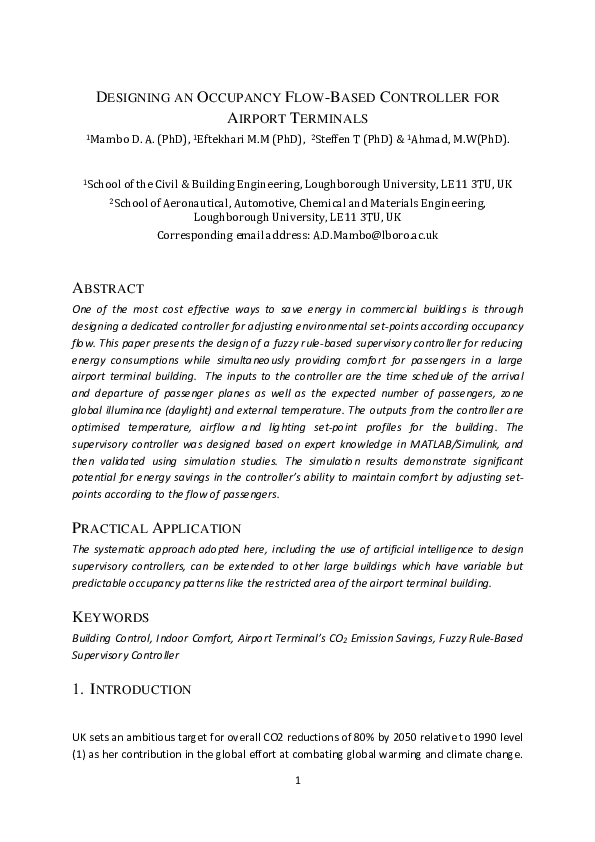 (PDF) Designing an occupancy flow-based controller for airport terminals