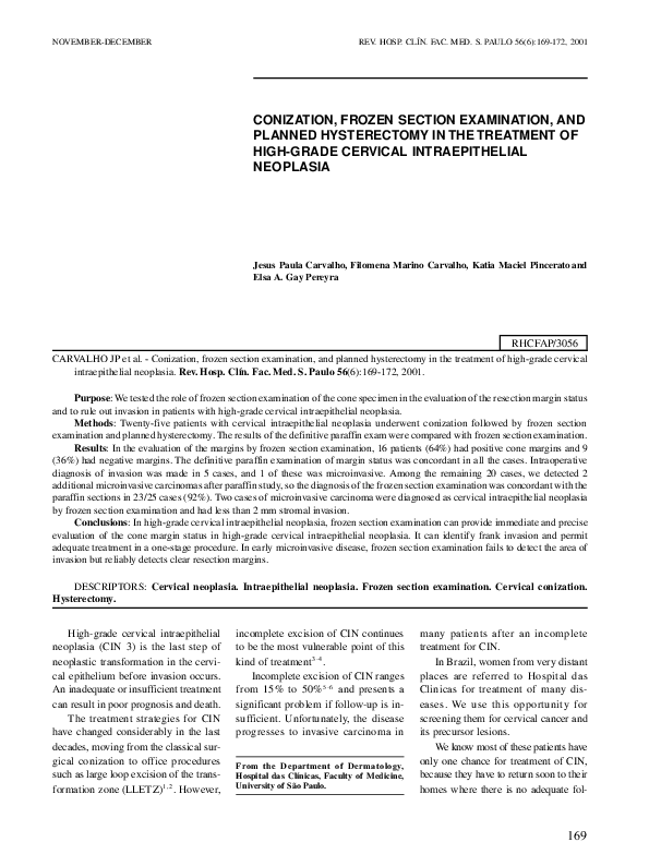 (PDF) Conization, frozen section examination, and planned hysterectomy ...