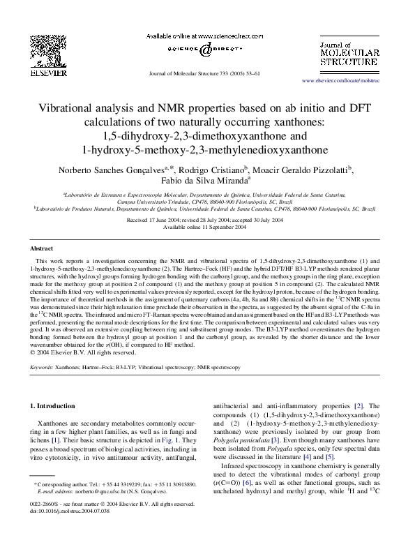 Pdf Vibrational Analysis And Nmr Properties Based On Ab Initio And