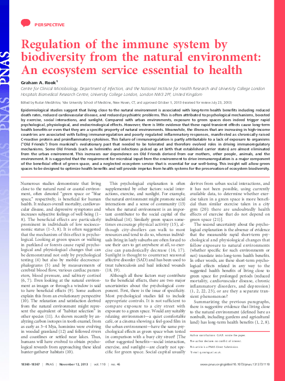 (PDF) Regulation of the immune system by biodiversity from the natural ...