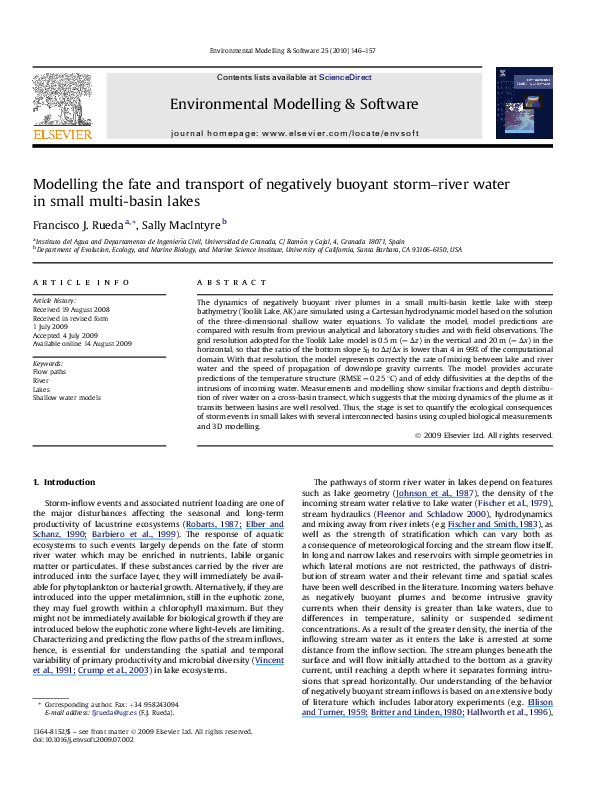 (PDF) Modelling the fate and transport of negatively buoyant storm ...