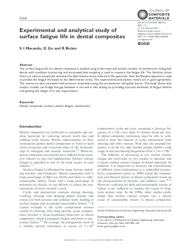 (PDF) Experimental and analytical study of surface fatigue life in ...