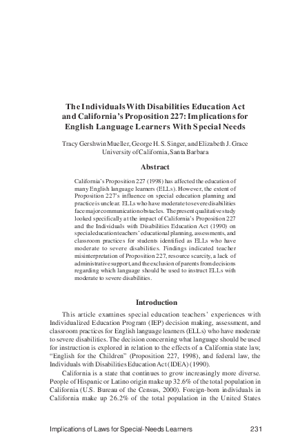 (PDF) The Individuals With Disabilities Education Act and California's ...