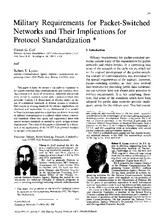 (PDF) Military Requirements for Packet-Switched Networks and Their ...