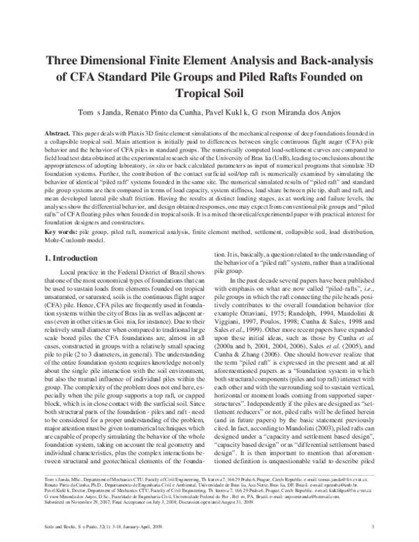 (PDF) Three Dimensional Finite Element Analysis and Back-analysis of CFA Standard Pile Groups ...