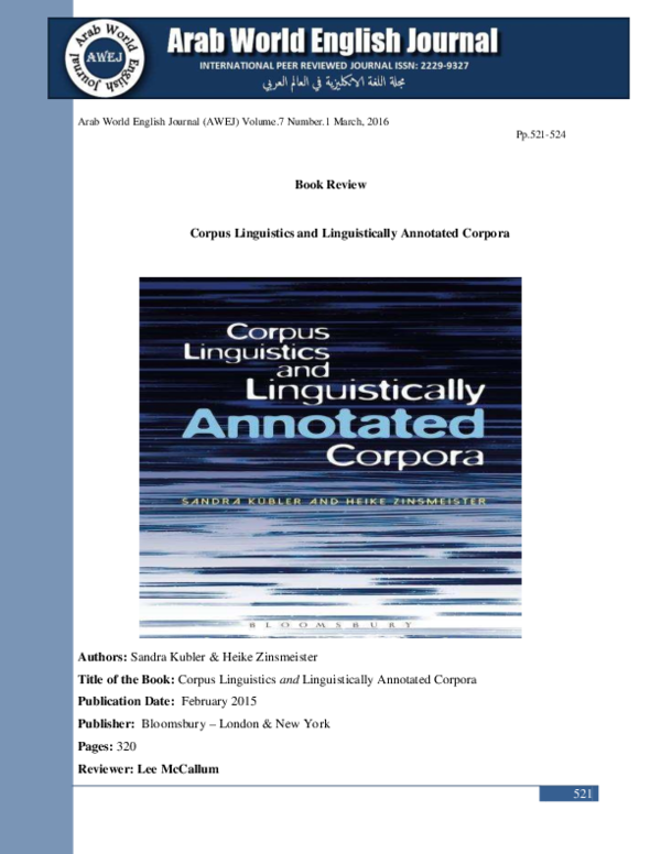 Book Review Corpus Linguistics And Linguistically Annotated Corpora
