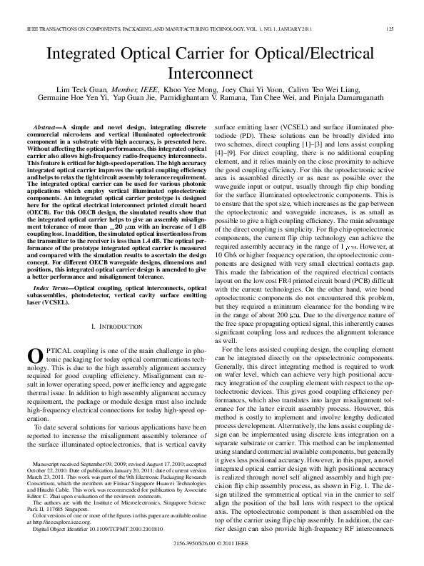(PDF) Integrated Optical Carrier for Optical/Electrical Interconnect