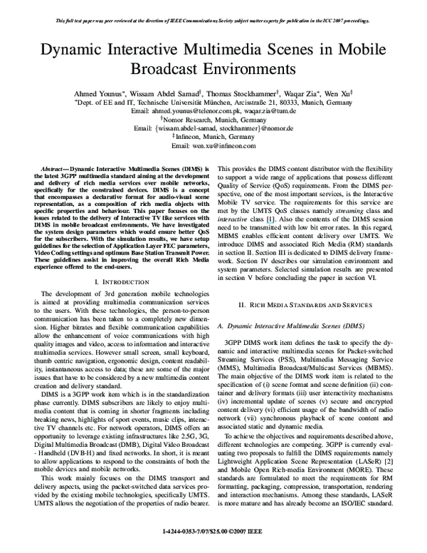 (PDF) Dynamic Interactive Multimedia Scenes in Mobile Broadcast ...
