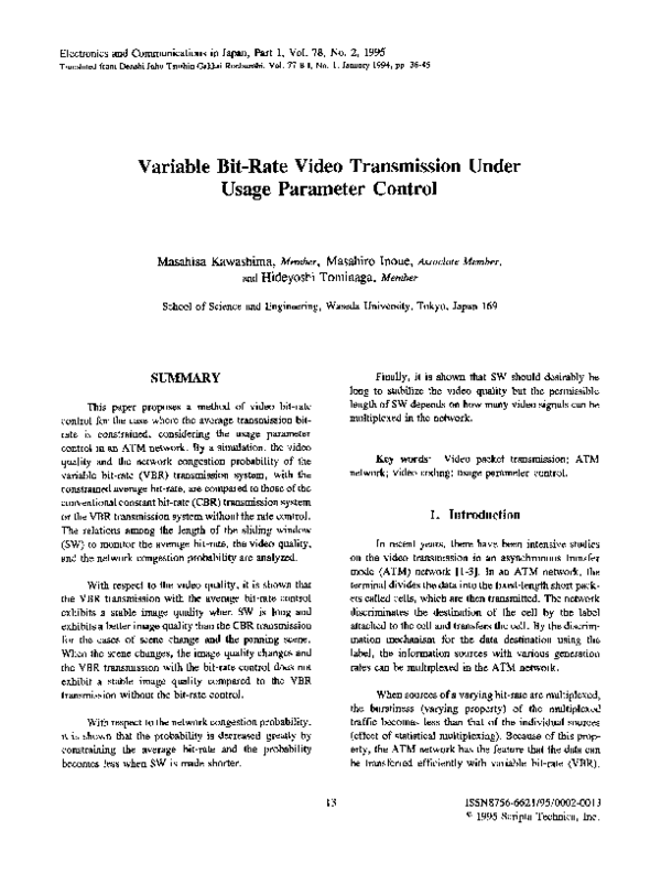 (PDF) Variable bit-rate video transmission under usage parameter ...