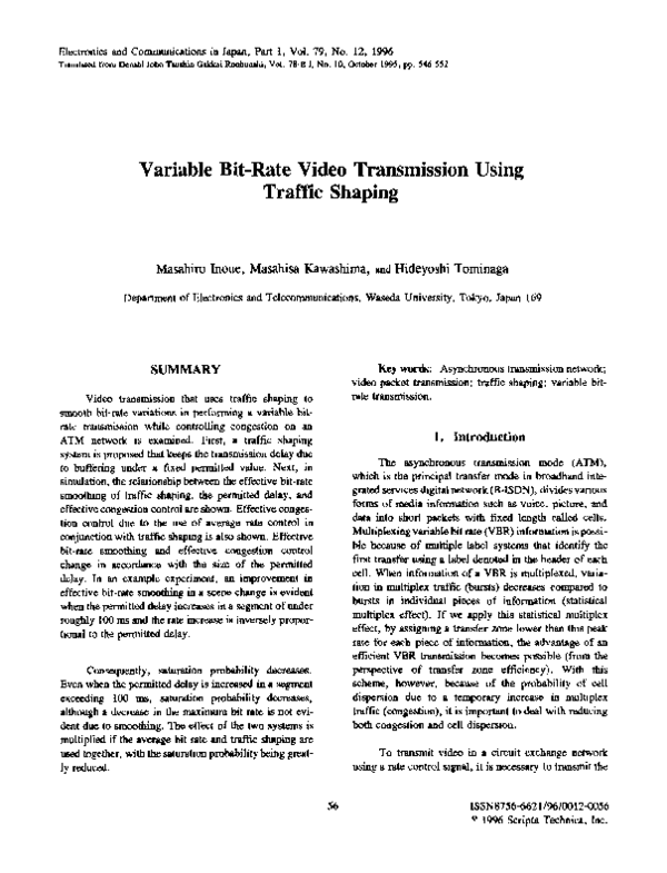 Pdf Variable Bit Rate Video Transmission Using Traffic Shaping Masahisa Kawashima 