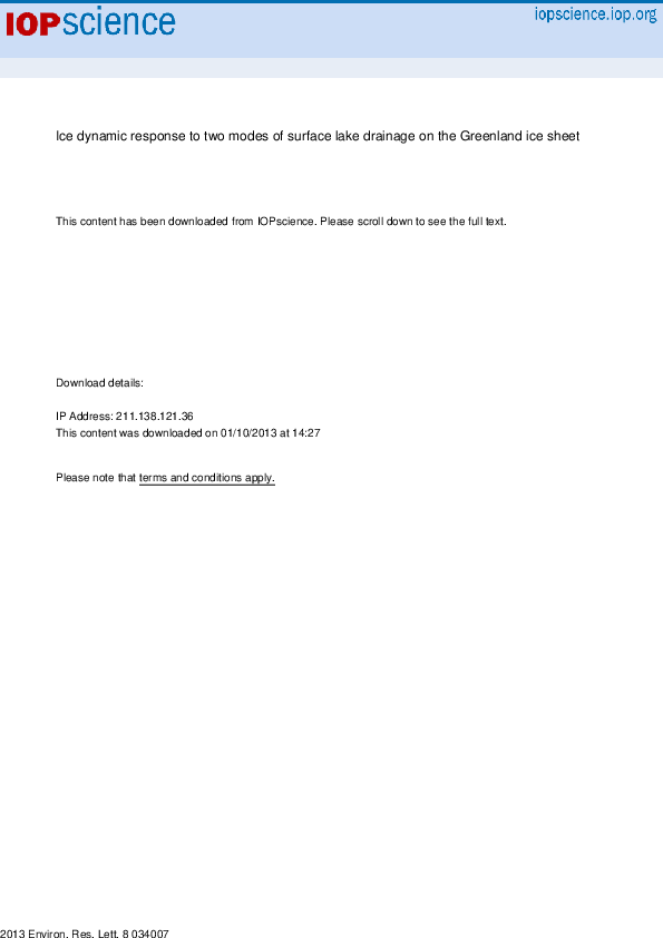 (PDF) Ice dynamic response to two modes of surface lake drainage on the ...