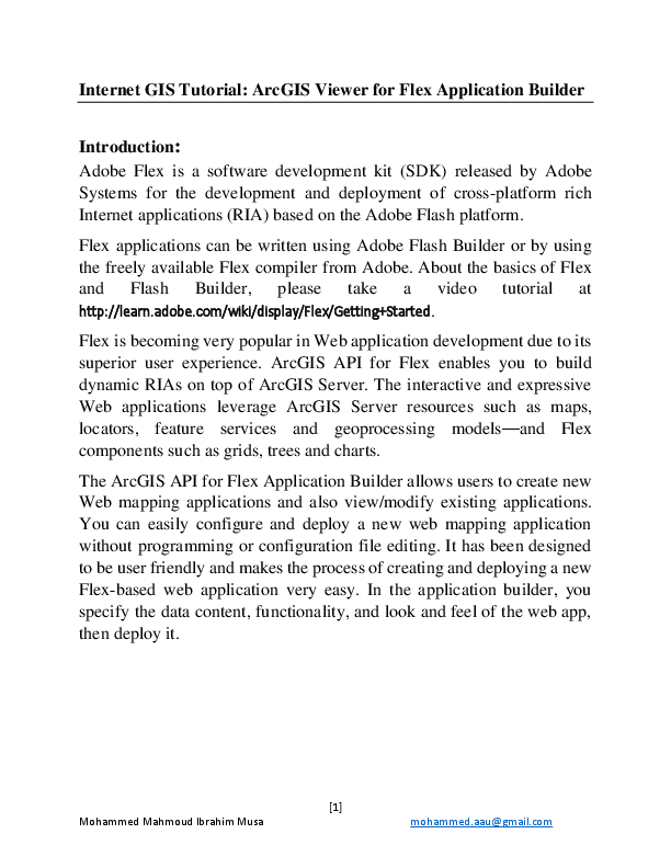 (PDF) Internet GIS Tutorial: ArcGIS Viewer for Flex Application Builder