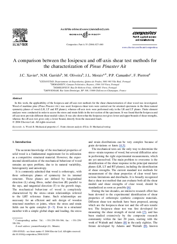 (PDF) A comparison between the Iosipescu and off-axis shear test ...