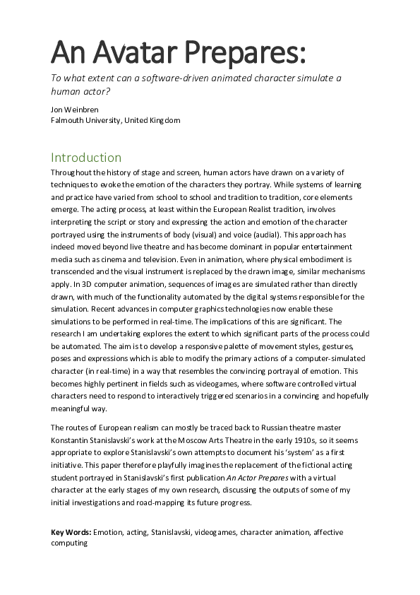 (PDF) An Avatar Prepares: To what extent can a software-driven animated ...