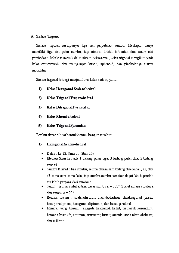 (DOC) MAKALAH 3 SISTEM KRISTAL TRIGONAL MONOKLIN DAN TRIKLIN