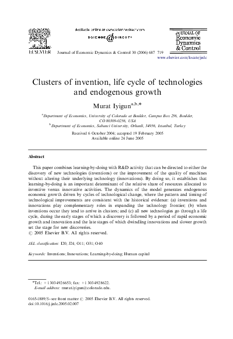 (PDF) Clusters of invention, life cycle of technologies and endogenous ...