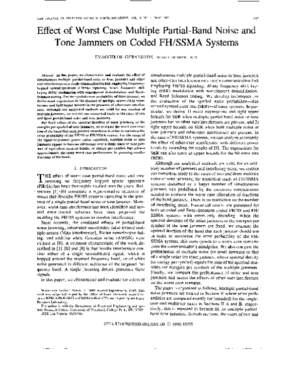 (PDF) Effect of Worst Case Multiple Partial-Band Noise and Tone Jammers ...